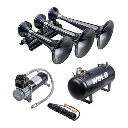 Wolo Wolo® Three Trumpet Train Horn Black Abs, 12-Volt Solenoid, 5 Gallon Tank - 855-860 855-860 ...